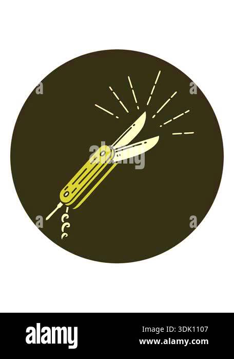 changing color animation of icon of a tattoo style folding knife Stock ...