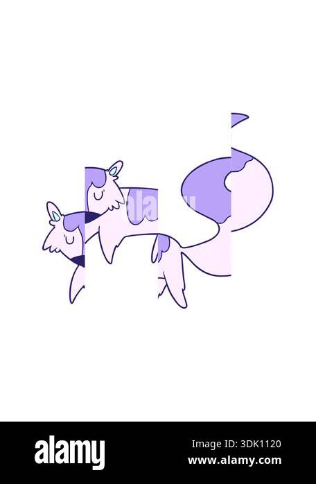 splitting motion animation of cartoon of a fox Stock Video Footage - Alamy