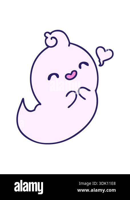 pressure popping animation of cartoon of a cute ghost in love Stock ...