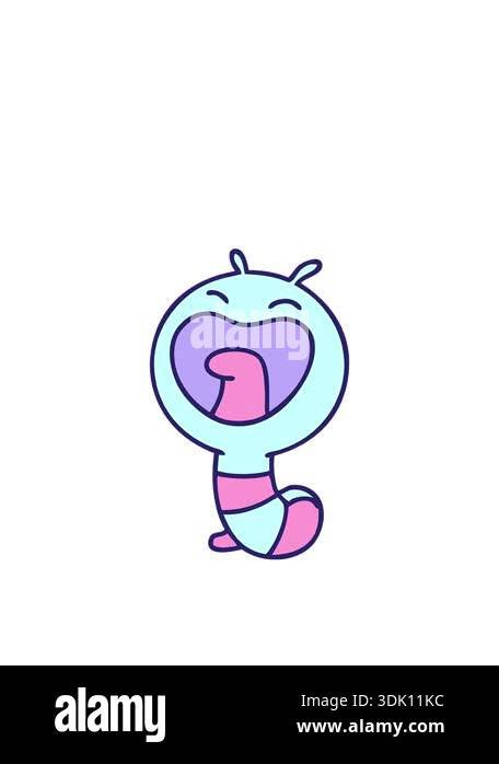 jumping motion animation of cartoon of a happy little caterpillar worm ...