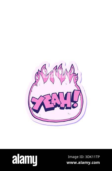 stretching up animation of sticker of a yeah cartoon shout Stock Video ...