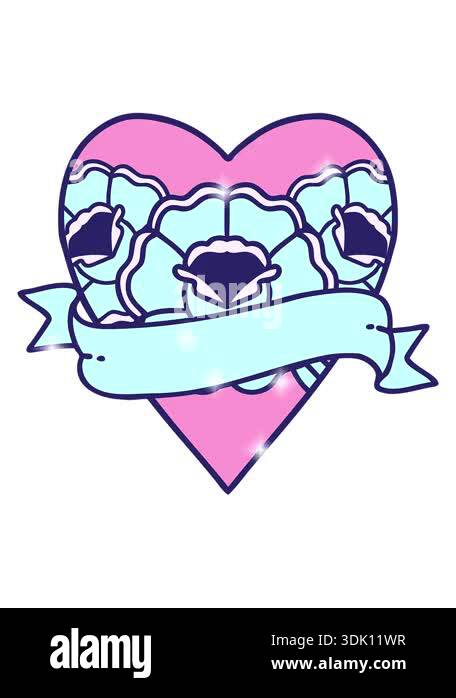 glitter effect animation of a tattoo in traditional style of a heart ...