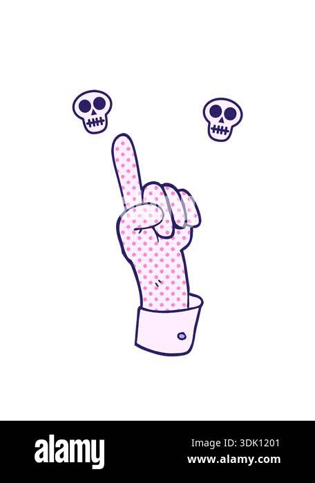 spinning skulls animation of carton of hand gesture Stock Video Footage ...