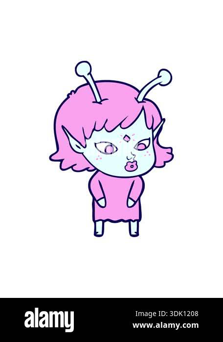 neon light effect animation of alien girl cartoon Stock Video Footage ...