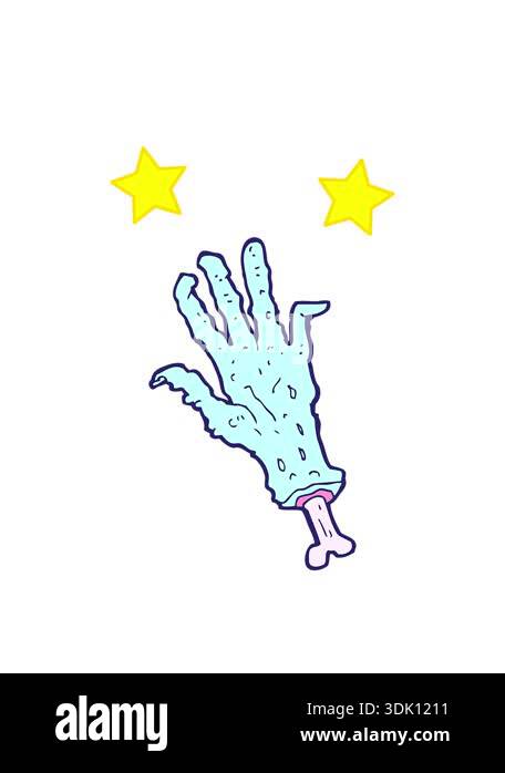 spinning stars animation of a cartoon zombie hand Stock Video Footage ...