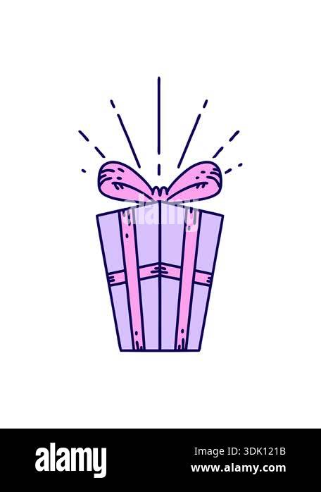 neon light effect animation of drawing of a christmas present Stock ...