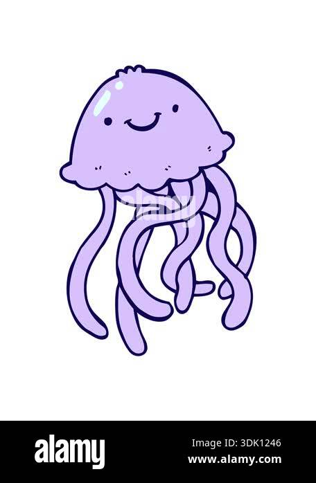 neon light effect animation of cartoon happy jellyfish Stock Video ...