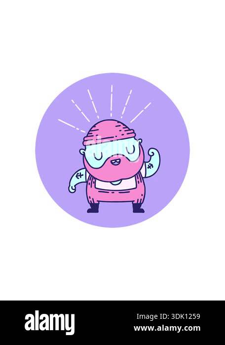 radioactive glowing animation of icon of a tattoo style bearded man ...