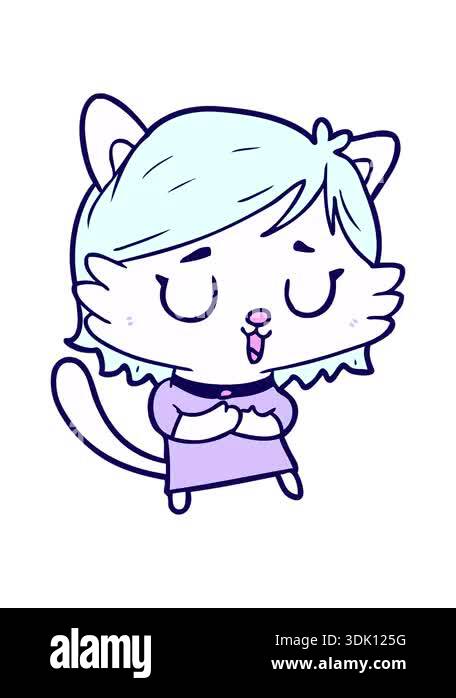 neon light effect animation of cartoon cat girl Stock Video Footage - Alamy