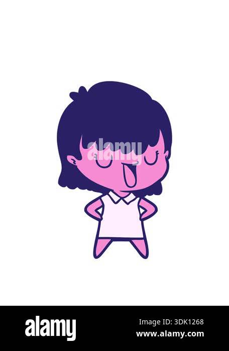 stretching up animation of cartoon character woman illustration in neon ...