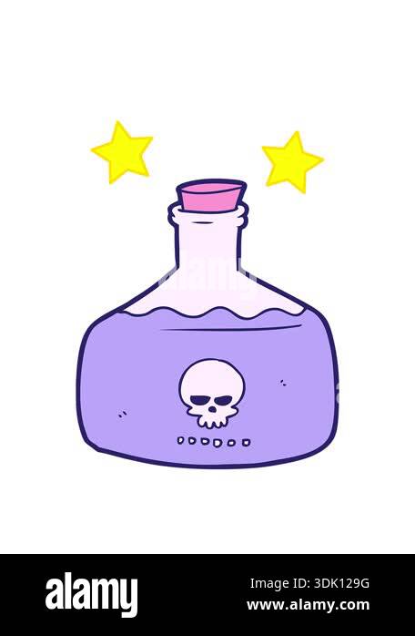 spinning stars animation of cartoon vial of assassin poison Stock Video ...