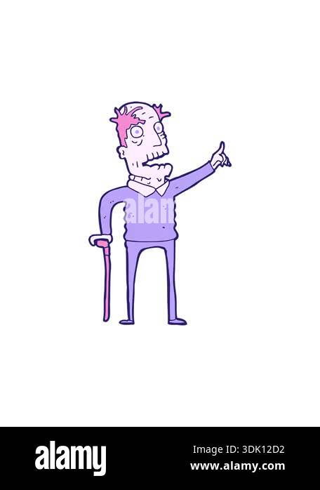 spinning motion animation of cartoon old man with walking stick Stock ...