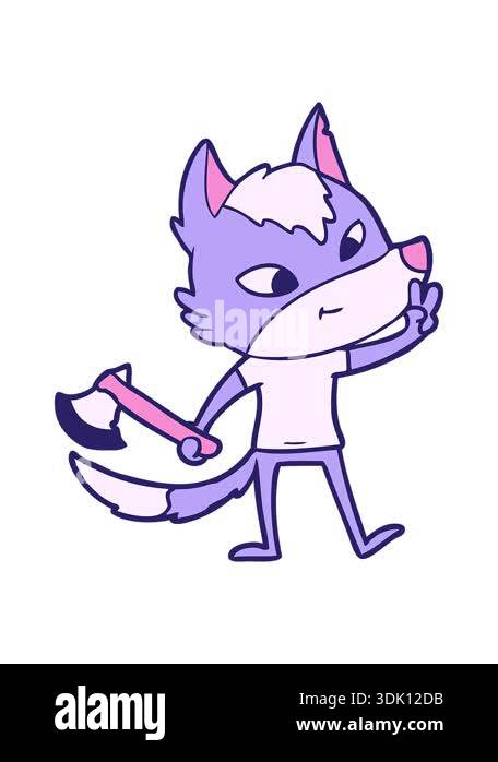 shine light effect animation of friendly cartoon wolf giving peace sign ...