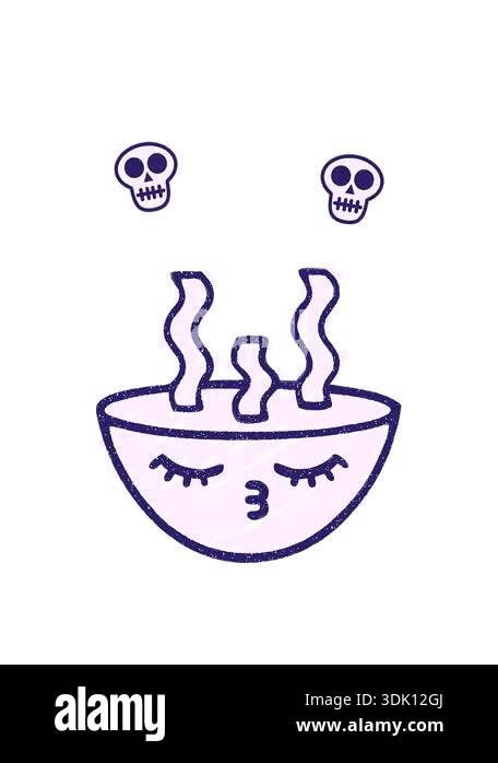 spinning skulls animation of Hot Noodles Chalk Drawing Stock Video ...