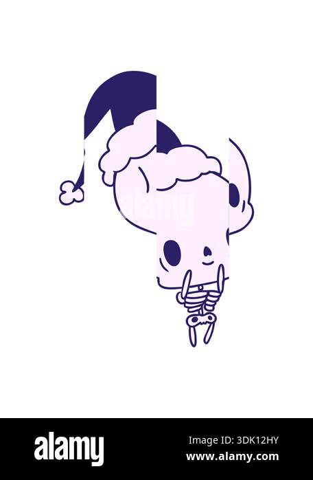 splitting motion animation of christmas cartoon of kawaii skeleton ...