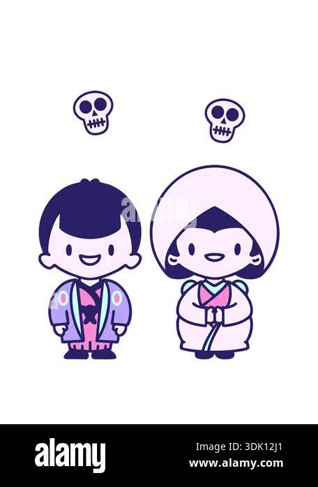 spinning skulls animation of a Happy Japanese couple getting married ...