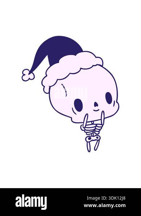 bob and pause animation of christmas cartoon of kawaii skeleton Stock ...