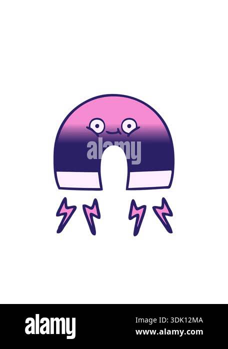 blinking radial lines animation of gradient shaded cartoon of a magnet ...