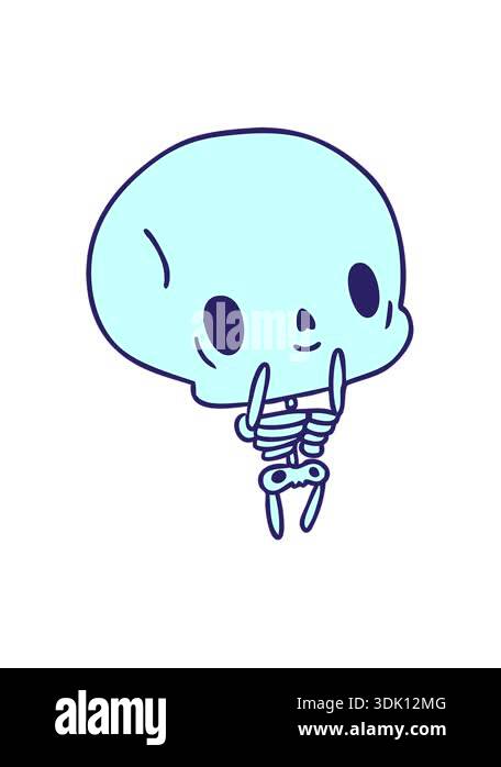 jiggle motion animation of cartoon of a kawaii cute dead skeleton Stock ...