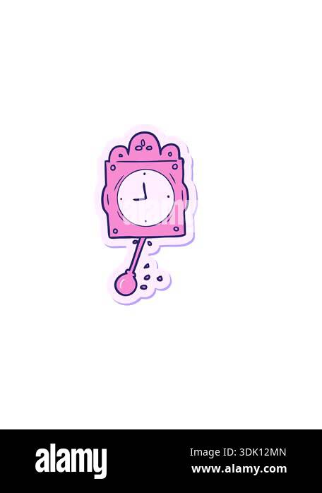 horizontally vibrating animation of sticker of a cartoon ticking clock ...