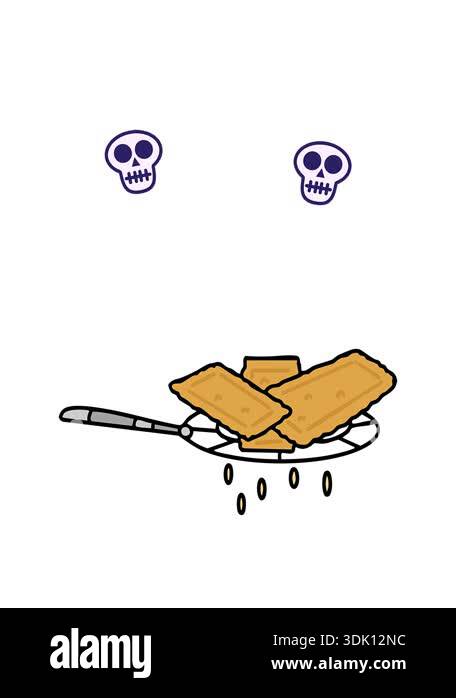 spinning skulls animation of some deep fried brazilian pastels Stock ...