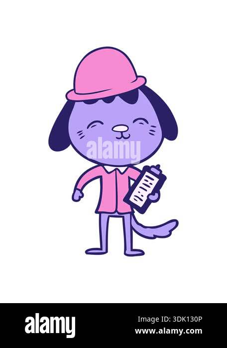 shaking motion animation of happy cartoon office worker dog Stock Video ...