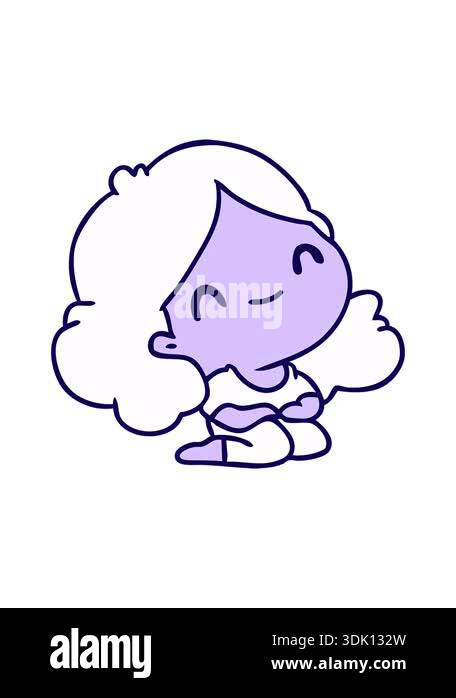 neon light effect animation of cartoon drawing of a kawaii girl Stock ...