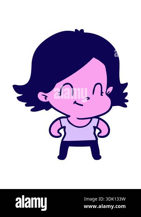 neon light effect animation of cartoon friendly girl Stock Video ...