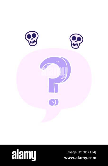 spinning skulls animation of question mark with speech bubble in retro ...