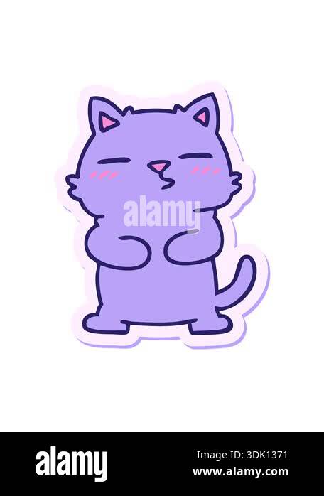 jiggle motion animation of sticker of a quirky hand drawn cartoon cat ...