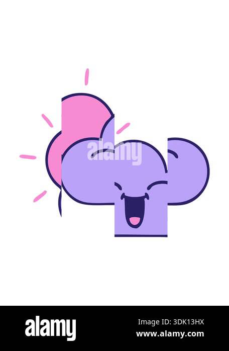 splitting motion animation of cute cartoon of a storm cloud and sun ...