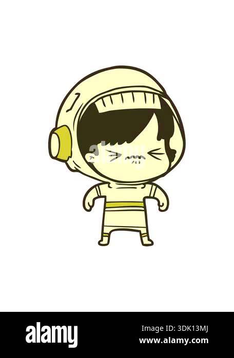 changing color animation of cartoon astronaut woman freehand Stock ...