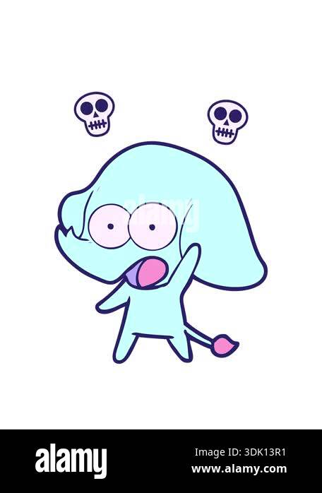 spinning skulls animation of retro cartoon elephant Stock Video Footage ...