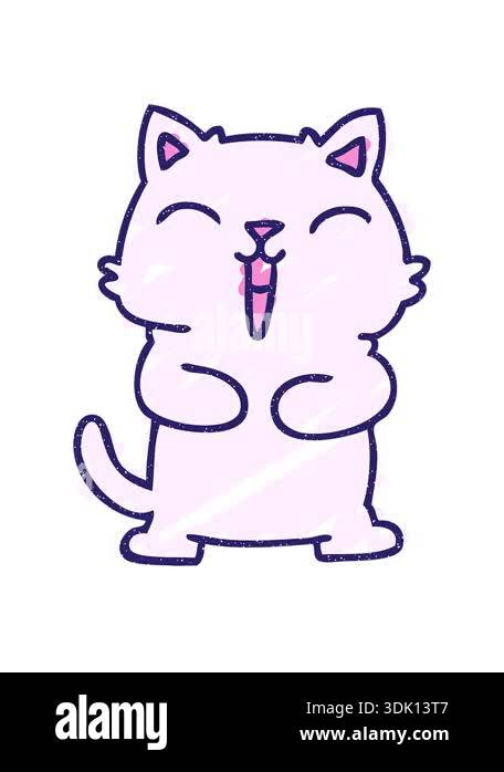 bobbing motion animation of Cute Cat Chalk Drawing Stock Video Footage ...