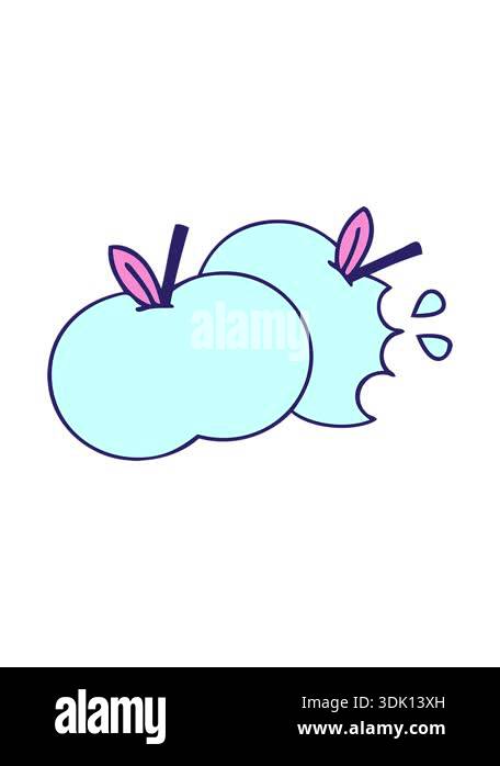 shine light effect animation of cute cartoon juicy apple Stock Video ...