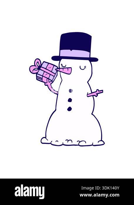 neon light effect animation of a cartoon snowman Stock Video Footage ...