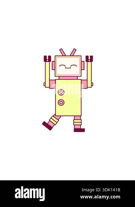 splitting effect animation of cute cartoon of a robot in bright glow ...