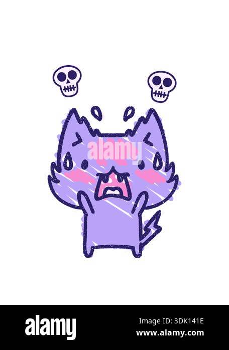 spinning skulls animation of Scared Cat Chalk Drawing Stock Video ...