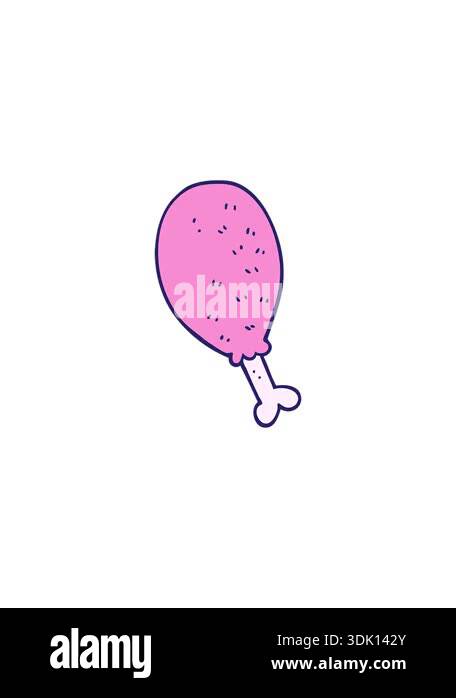 flashy sales animation of cartoon doodle cooked chicken leg Stock Video ...