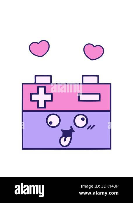 spinning hearts animation of cute cartoon of a car battery Stock Video ...