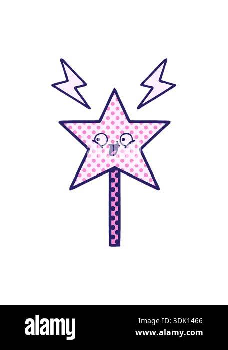 bob and pause animation of comic book style cartoon of a magic wand ...