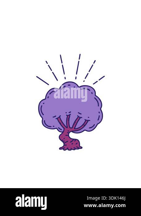 blinking radial lines animation of a traditional tattoo style tree ...