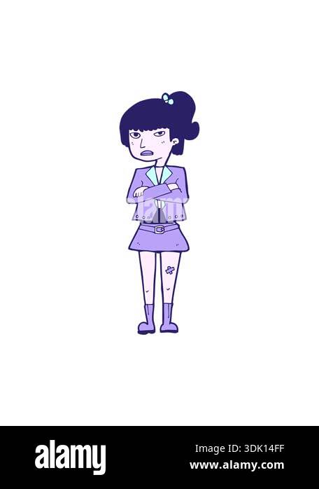 jiggle and pause animation of cartoon cool girl design Stock Video ...