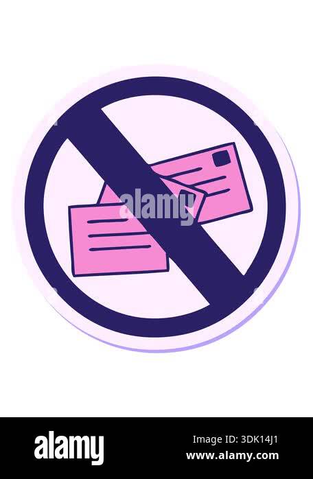 bobbing motion animation of sticker of a cute cartoon no post sign ...