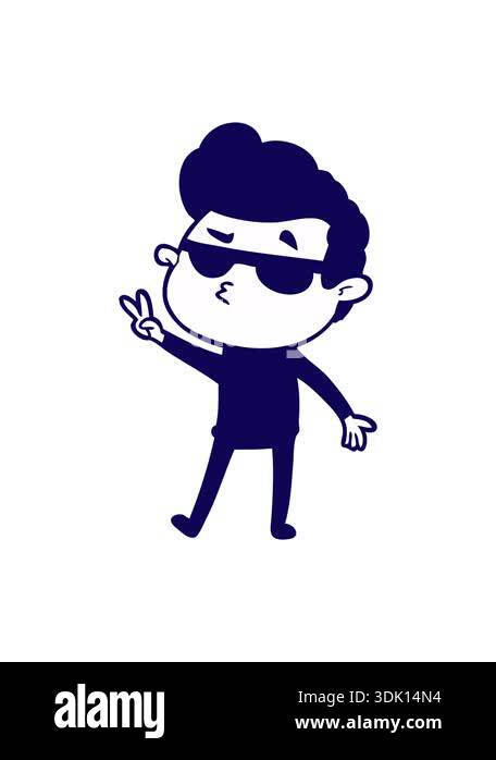 neon light effect animation of cool guy cartoon Stock Video Footage - Alamy