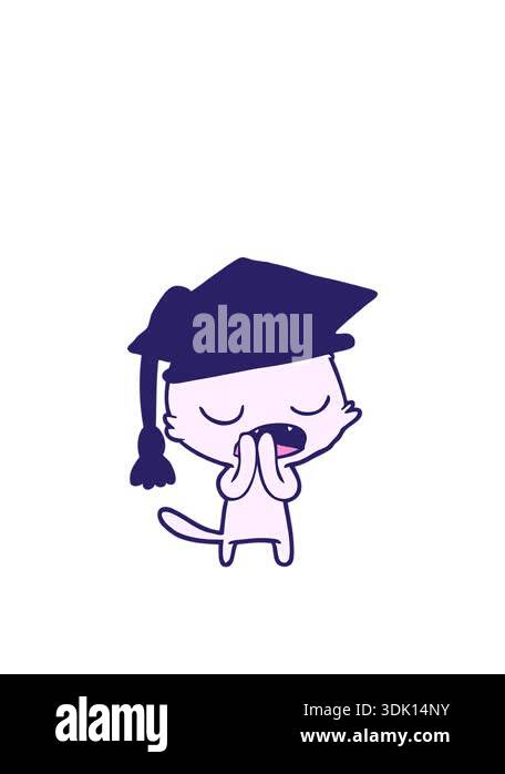 jumping motion animation of graduate talking cat cartoon Stock Video ...