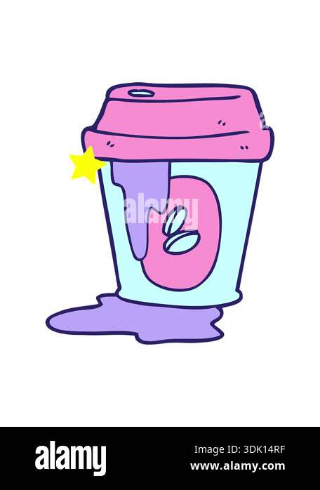 twinkling stars effect animation of messy coffee cup cartoon Stock ...