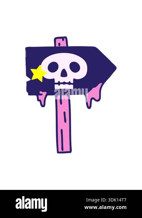 twinkling stars effect animation of cartoon of a spooky halloween sign ...