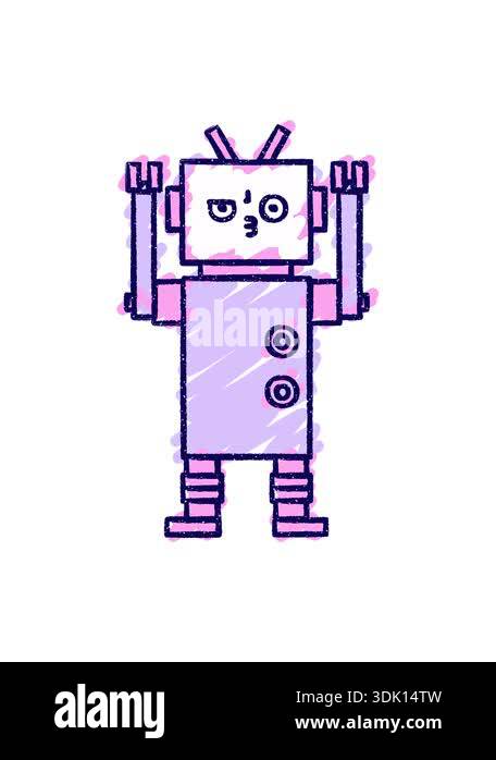 neon light effect animation of a Robot Chalk Drawing Stock Video ...