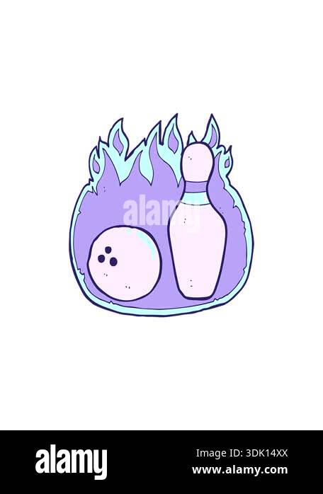 splitting effect animation of ten pin bowling cartoon symbol with fire ...